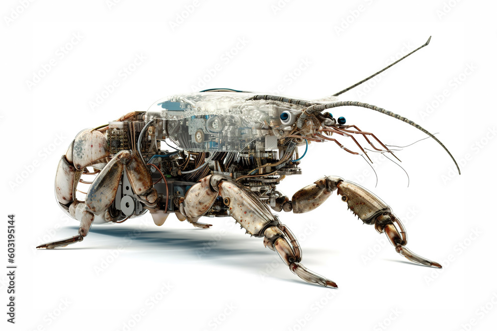 Image of a shrimp modified into a robot on a white background ...
