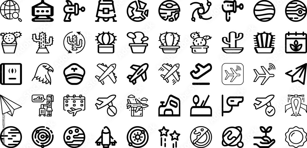 Set Of Plan Icons Collection Isolated Silhouette Solid Icons Including ...
