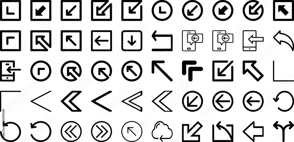 Set Of Left Icons Collection Isolated Silhouette Solid Icons Including ...