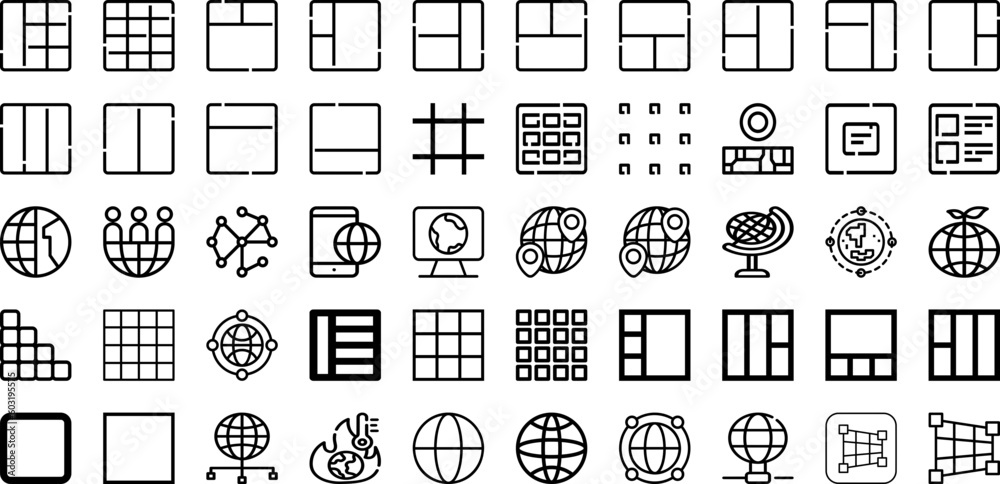 Set Of Grid Icons Collection Isolated Silhouette Solid Icons Including ...