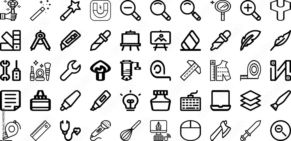 Set Of Tool Icons Collection Isolated Silhouette Solid Icons Including ...