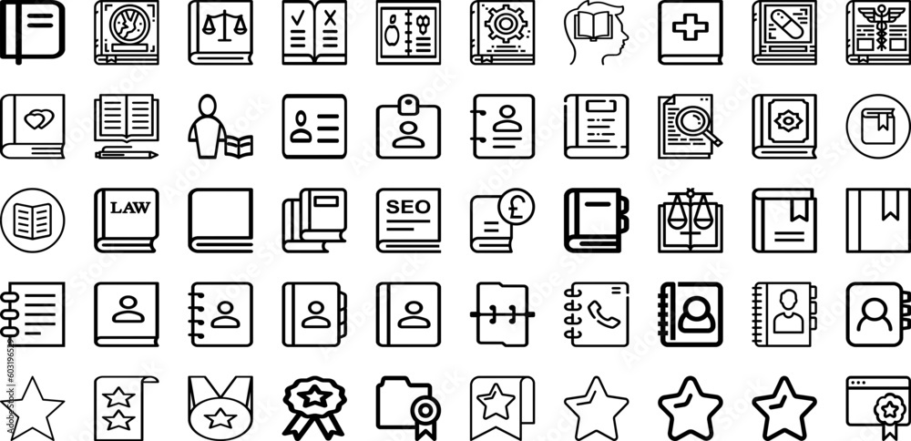 Set Of Book Icons Collection Isolated Silhouette Solid Icons Including ...