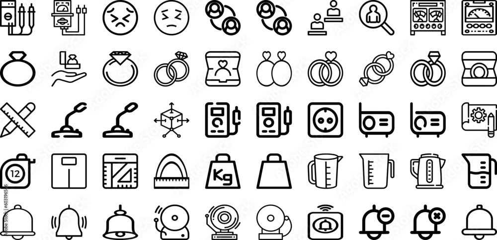 Set Of Ring Icons Collection Isolated Silhouette Solid Icons Including ...