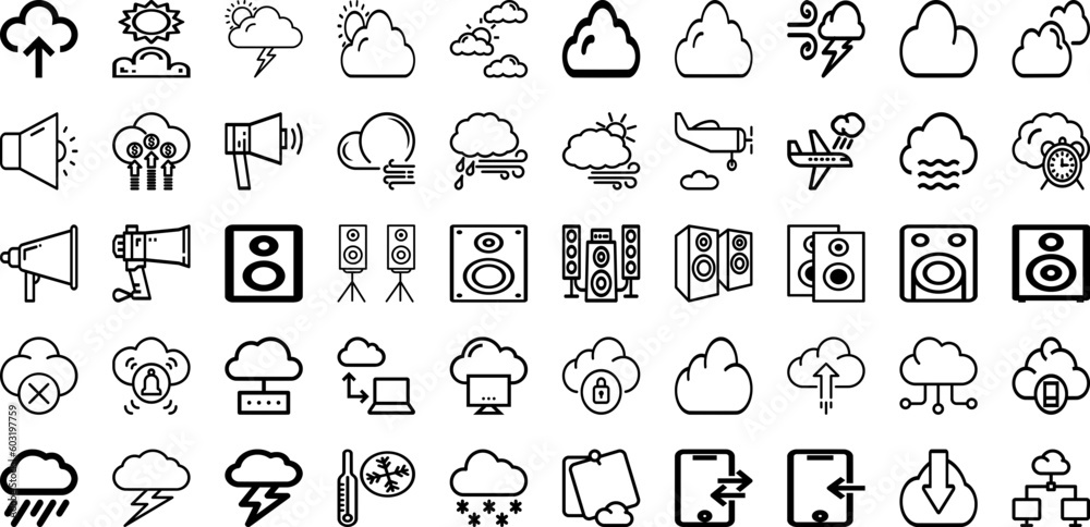 Set Of Loud Icons Collection Isolated Silhouette Solid Icons Including ...