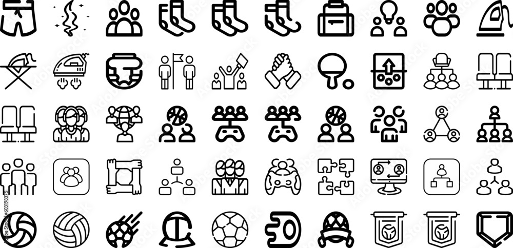 Vetor de Set Of Team Icons Collection Isolated Silhouette Solid Icons ...