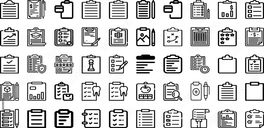 Set Of Clip Icons Collection Isolated Silhouette Solid Icons Including ...