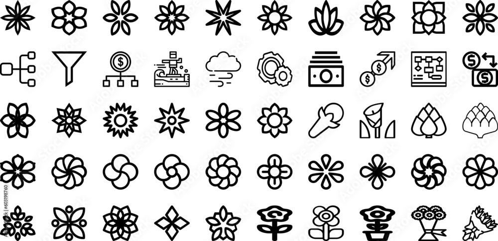 Set Of Flow Icons Collection Isolated Silhouette Solid Icons Including ...