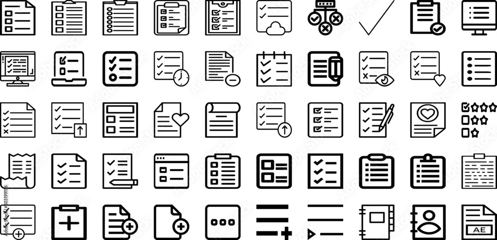 Set Of List Icons Collection Isolated Silhouette Solid Icons Including ...