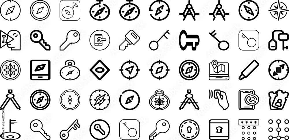 Vetor de Set Of Pass Icons Collection Isolated Silhouette Solid Icons ...