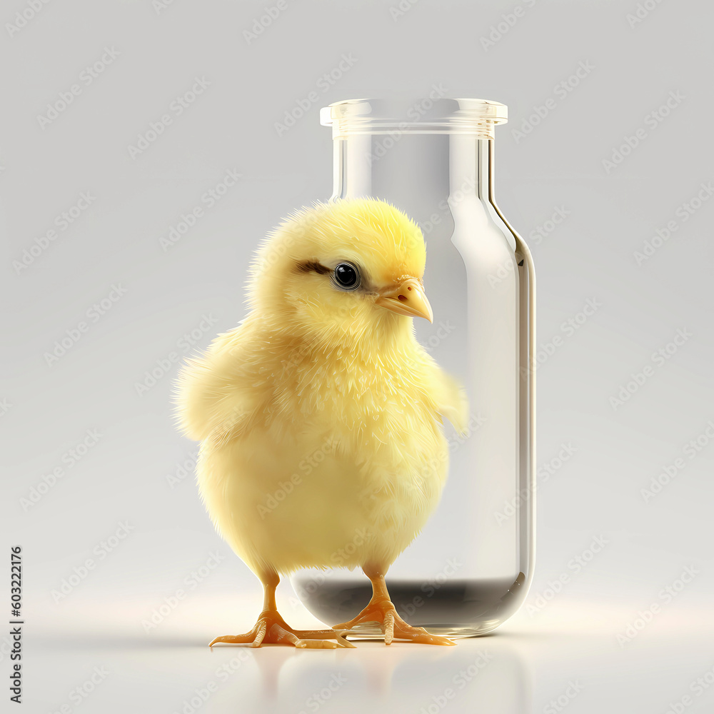 ภาพประกอบสต็อก Science, laboratory experiments with chickens and chicks ...