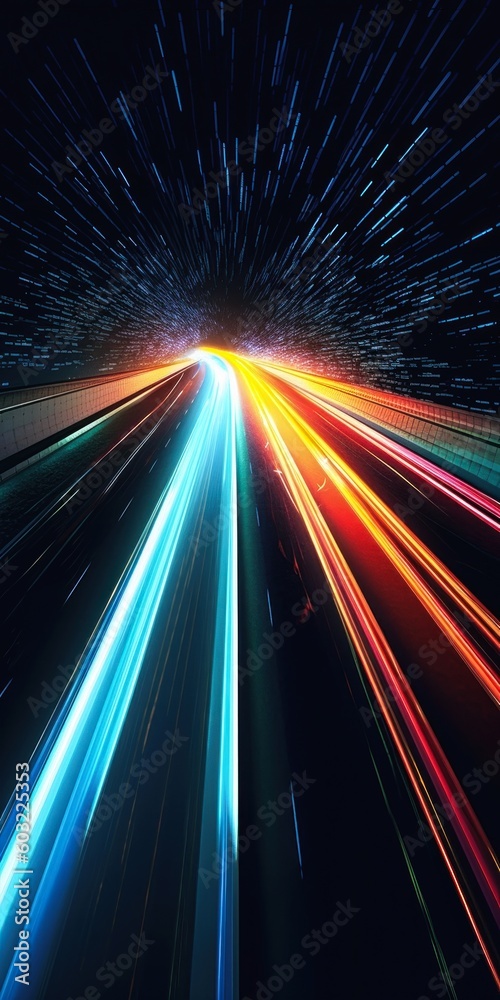 ephemeral light zooming past closeup speed motion car highway ...