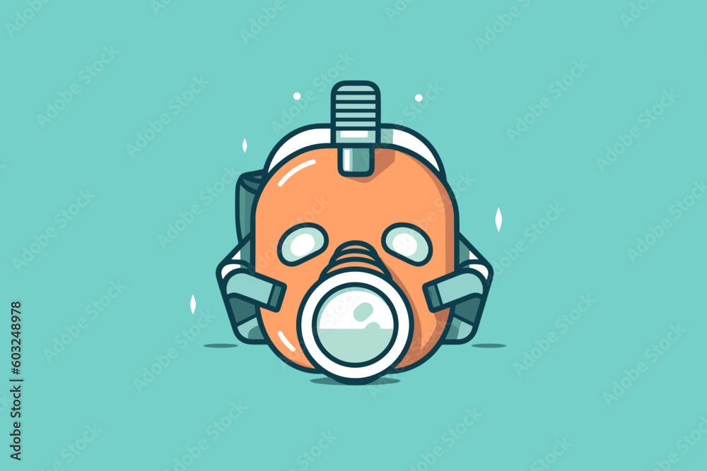 Doodle inspired Anesthesia mask, cartoon sticker, sketch, vector ...