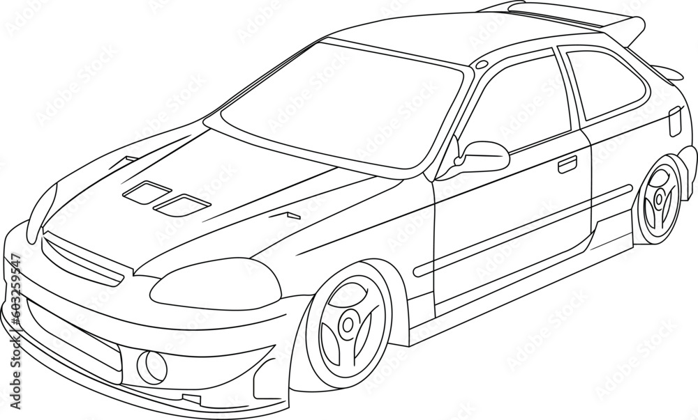 Car vector illustration, jdm car vector, Japanese car, line ...
