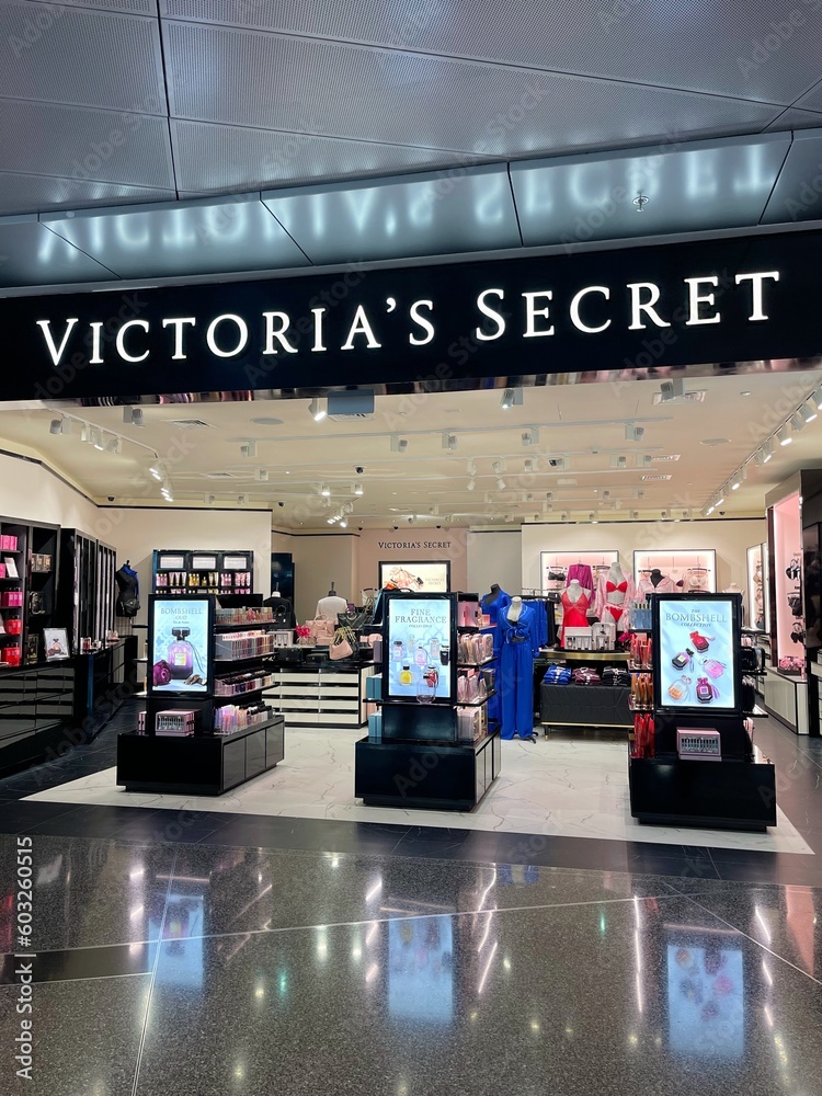 Victoria's Secret store in shopping mall. American lingerie, clothing ...