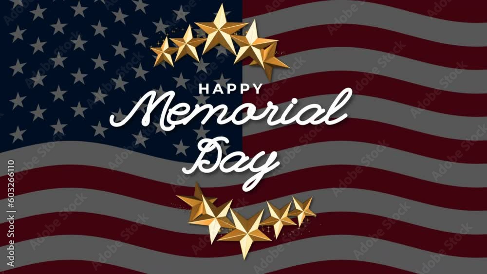 Happy Memorial day animation. Memorial day greeting card on american ...