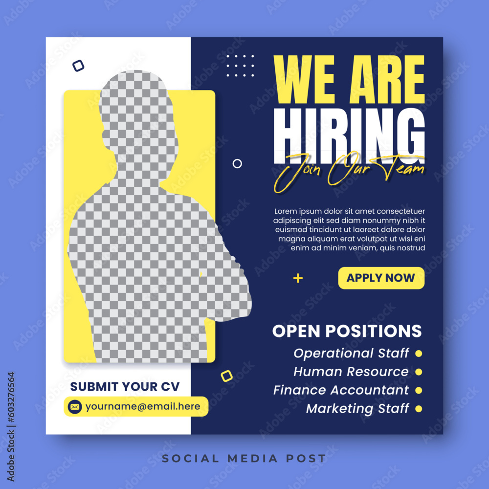 We are hiring. Staffing & recruiting social media post template Stock ...