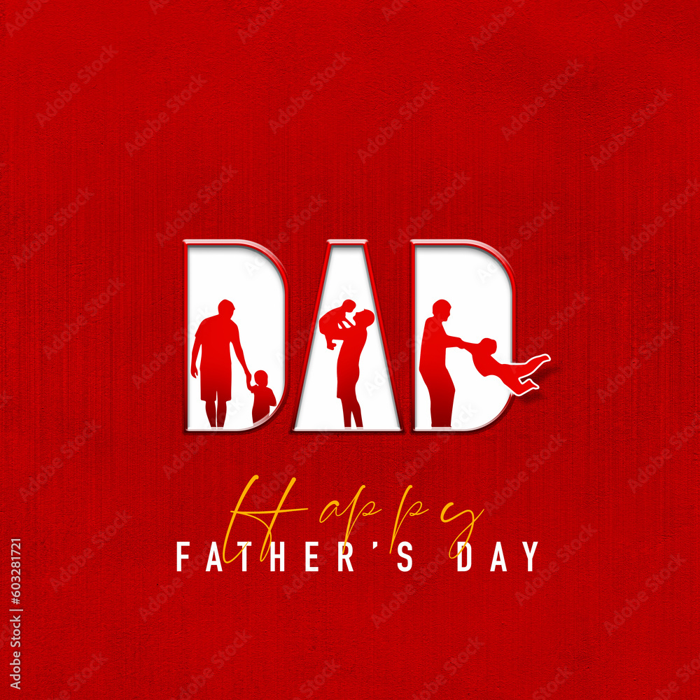 Happy Father's Day paper cut card template background of dad with child ...