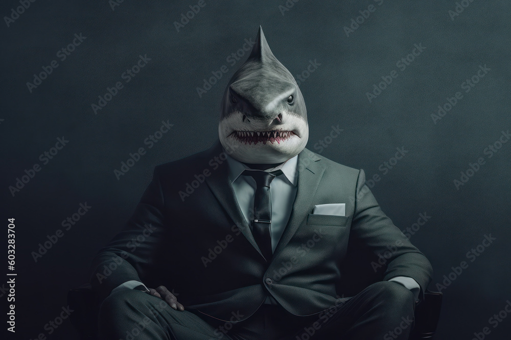 Generative AI - Powerful shark in a business setting, symbolizing ...