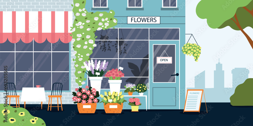 Flower Shop Background Illustration Stock Vector | Adobe Stock
