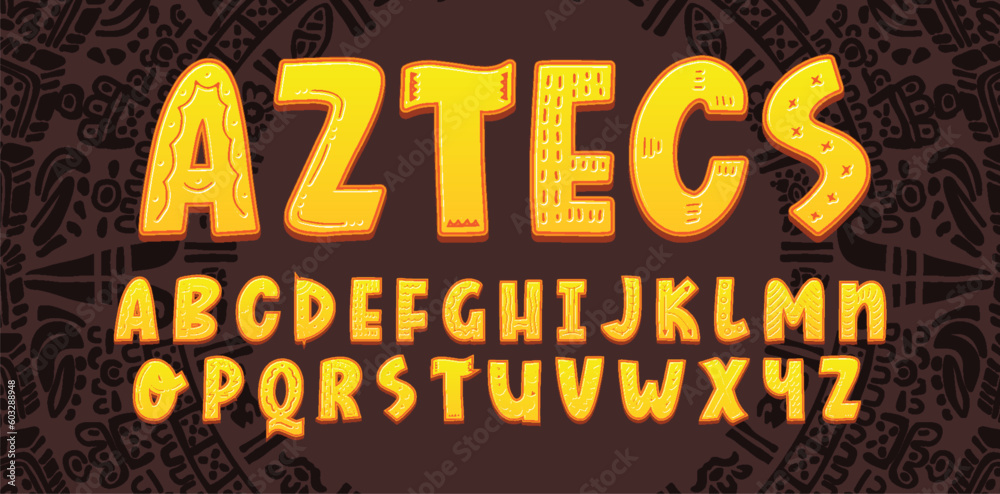 Mexican font of vector alphabet letters and numbers. Mexico ethnic type ...