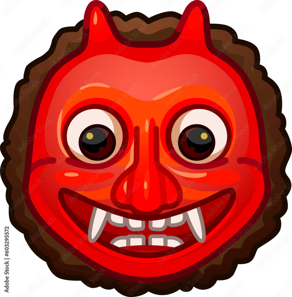 Top quality emoticon. Red devil emoticon face emoji. Namahage emoticon ...