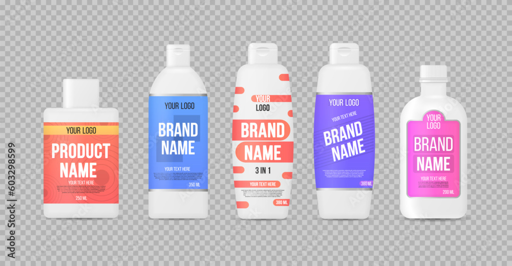 Mock up design label bottle template isolated on transparent background ...