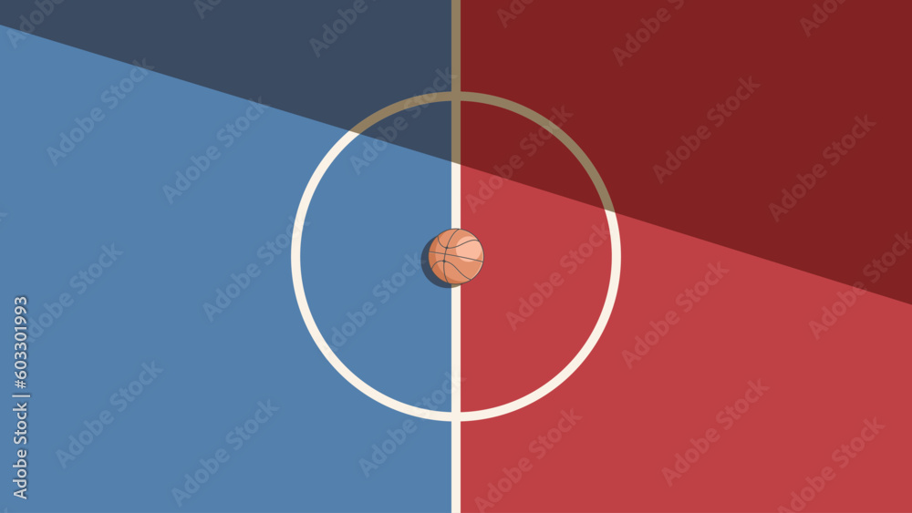 Flat-style vector basketball court background with textured elements ...