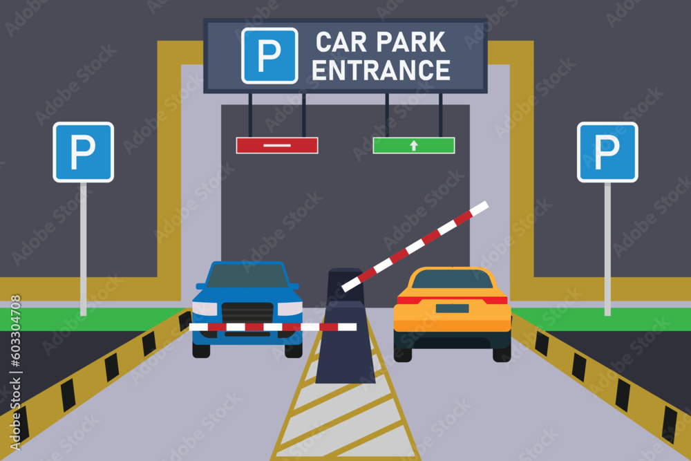 barrier gate arm operators are installed at the entrance and exit of ...