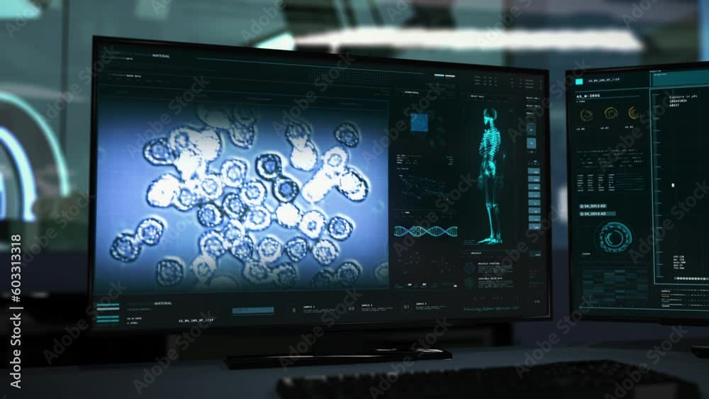 Research Laboratory Microscope Studying Rapidly Spreading Infectious ...