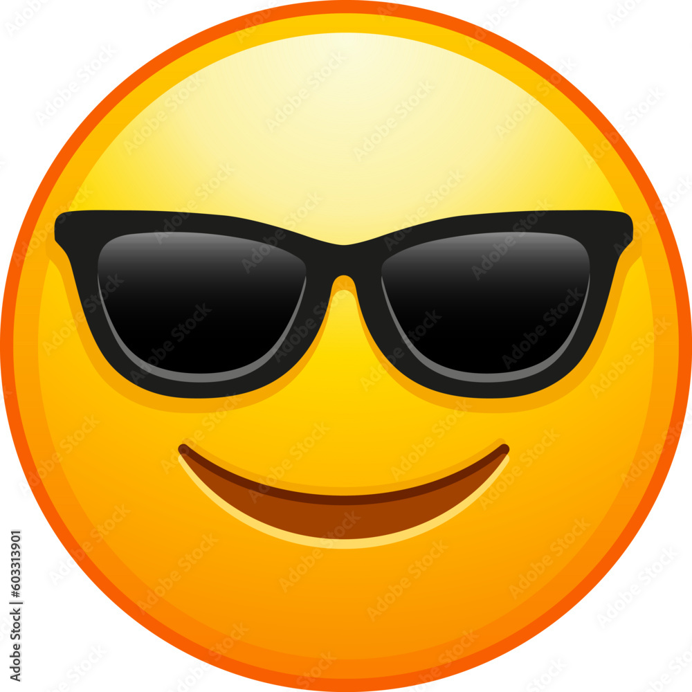 Top quality emoticon. Cool emoticon. Smiling face with sunglasses emoji ...