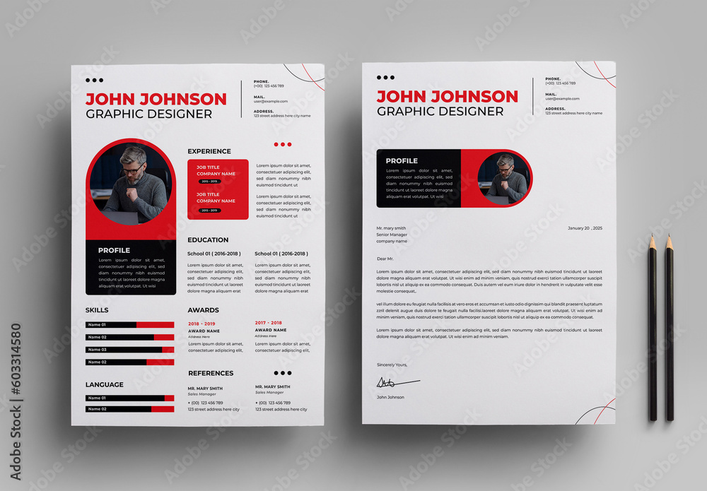 Clean Resume CV Design Layout Stock Template | Adobe Stock
