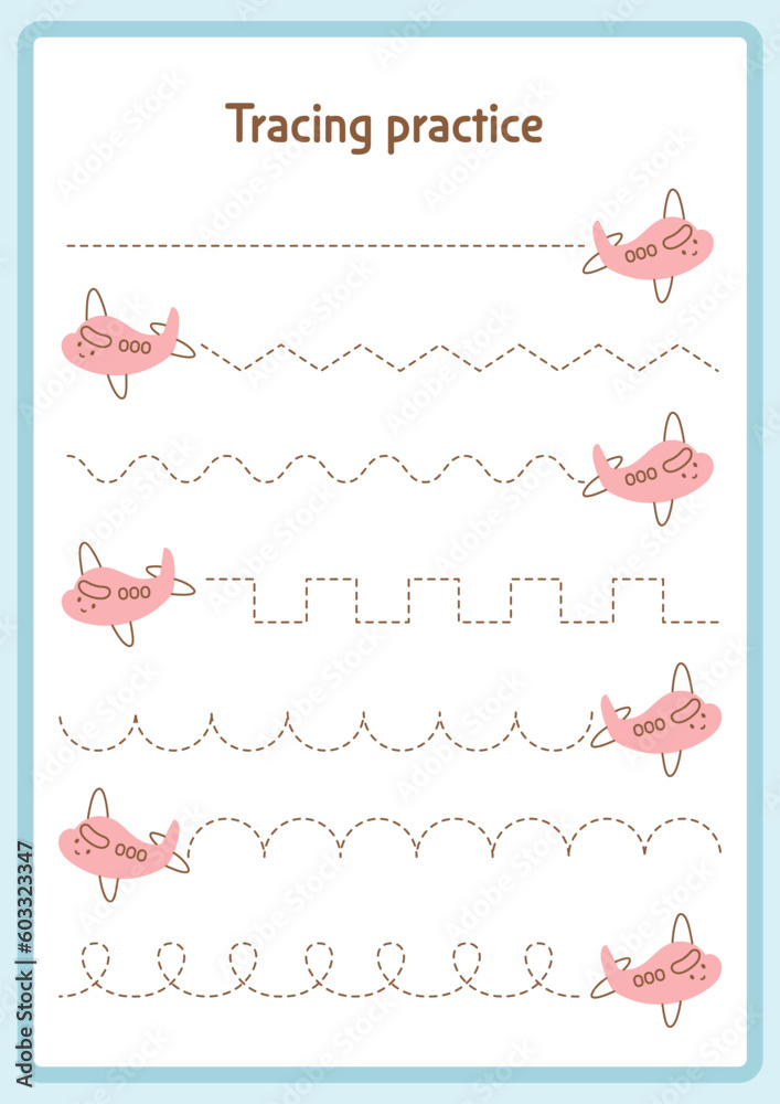 Set of trace the patterns. Preschool tracing worksheet for handwriting ...