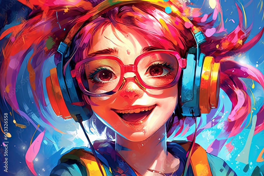 Anime hyperactive manga girl, with vibrant pigtails and a boundless ...