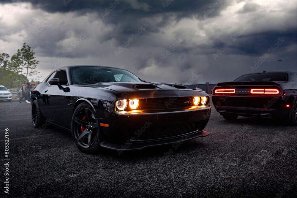 car on the street Dodge Challenger SRT Hellcat Stock Photo | Adobe Stock