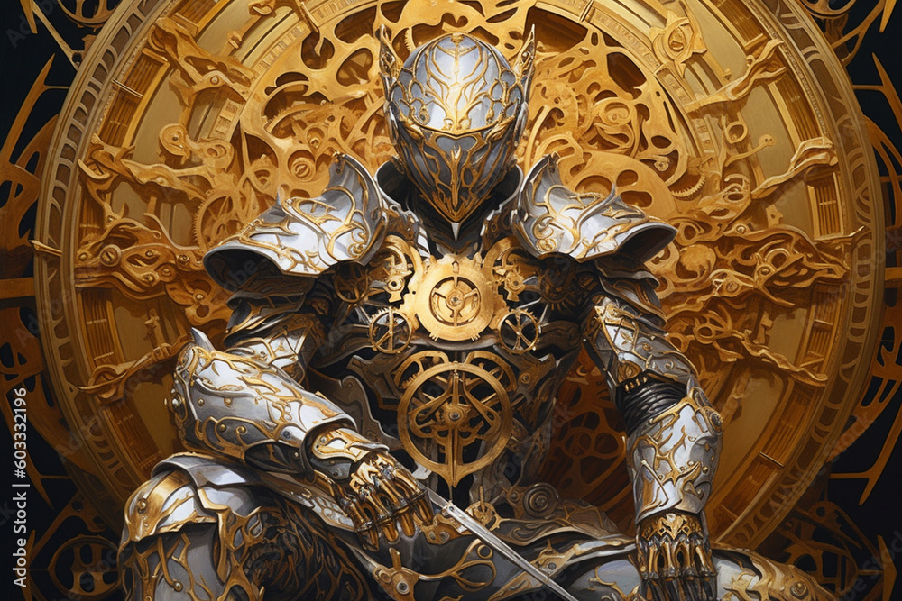 fantasy knight in golden armor, created by a neural network, Generative ...