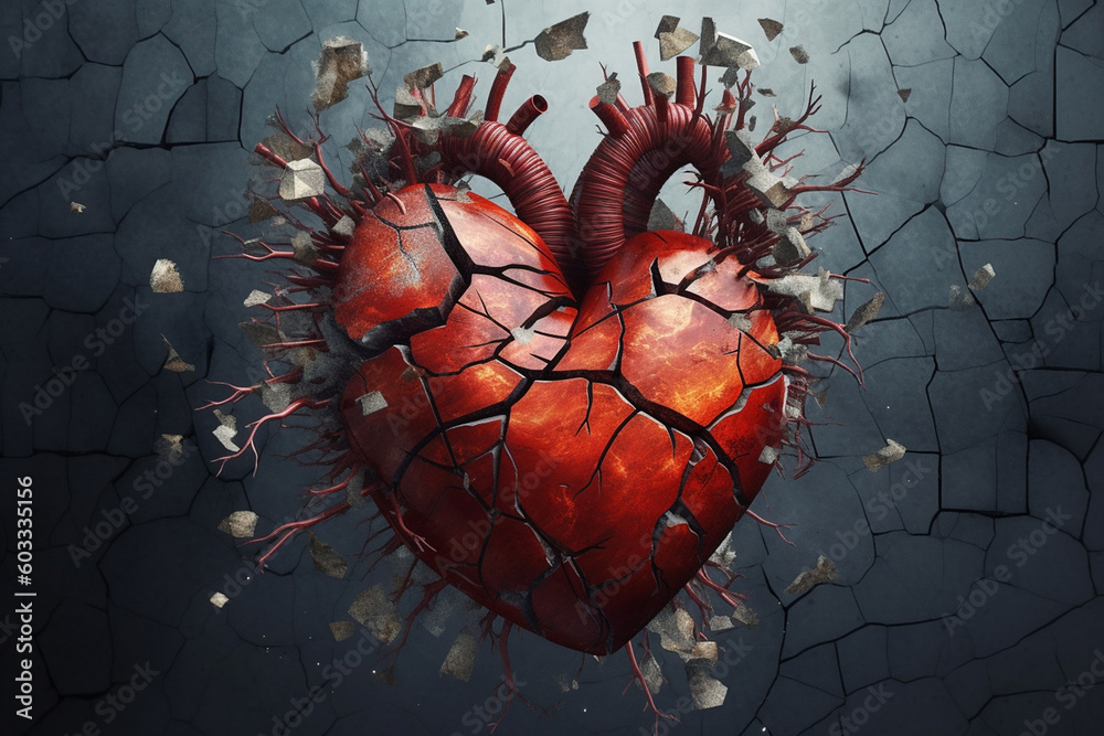 broken heart, created by a neural network, Generative AI technology ...