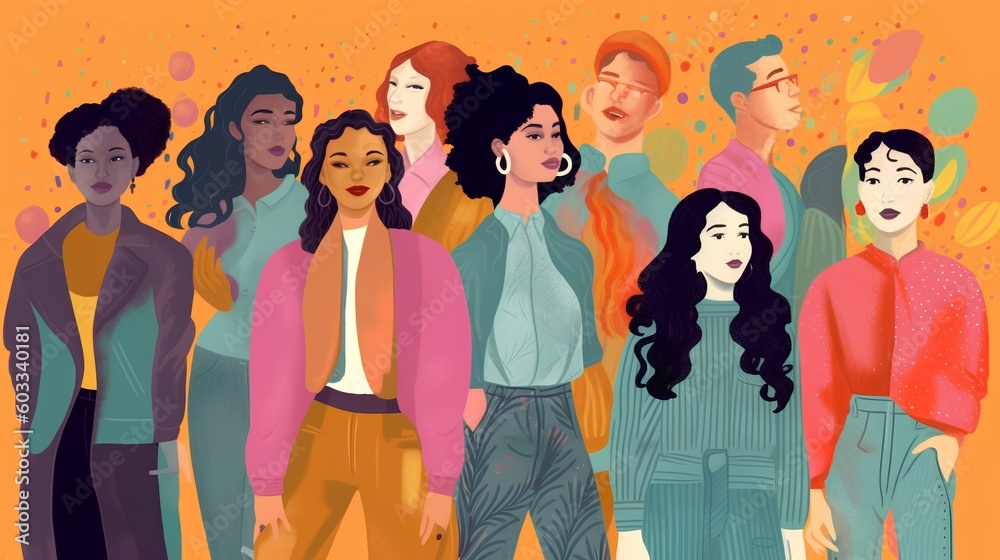 Illustration of diverse individuals representing Generation Z. The ...