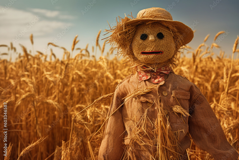 creepy straw scarecrow, created by a neural network, Generative AI ...