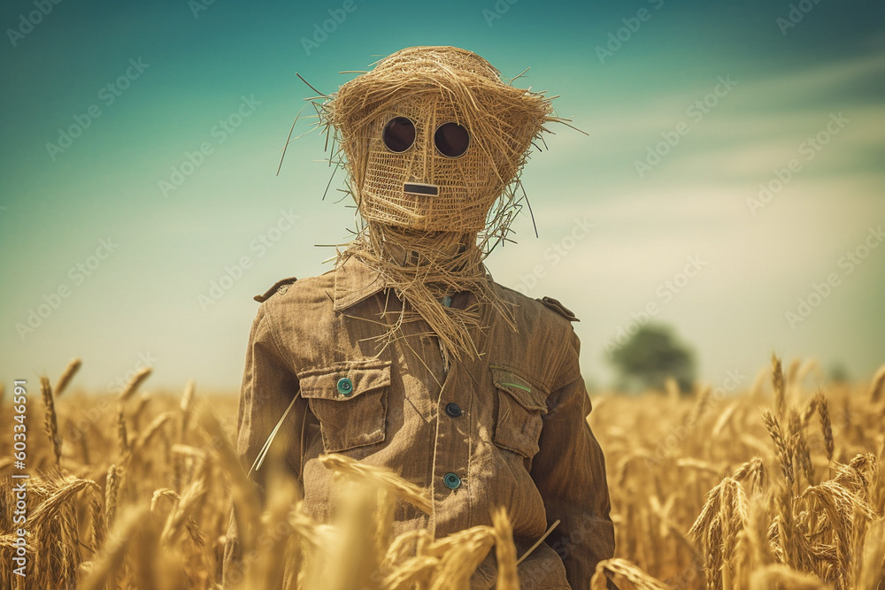 creepy straw scarecrow, created by a neural network, Generative AI ...