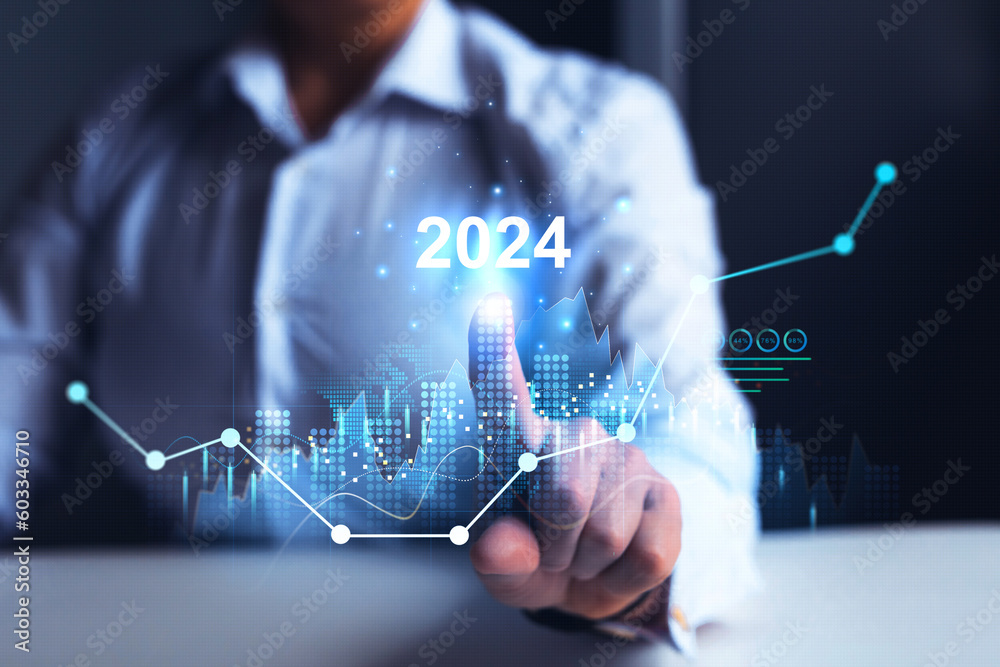 Foto de Growth and development chart of company in new year 2024 ...