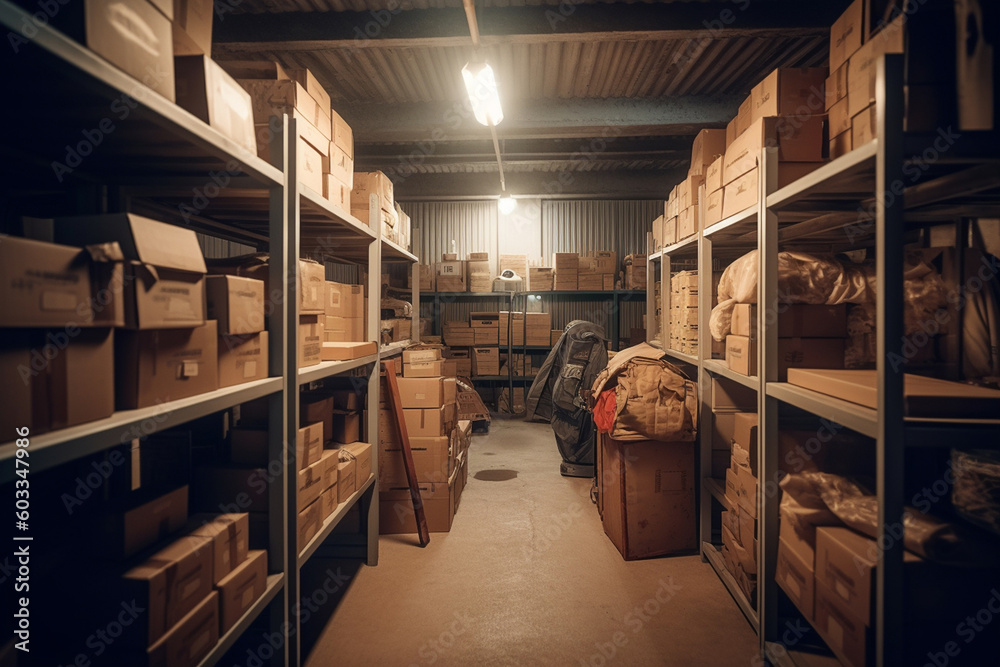 storeroom, old warehouse, created by a neural network, Generative AI ...