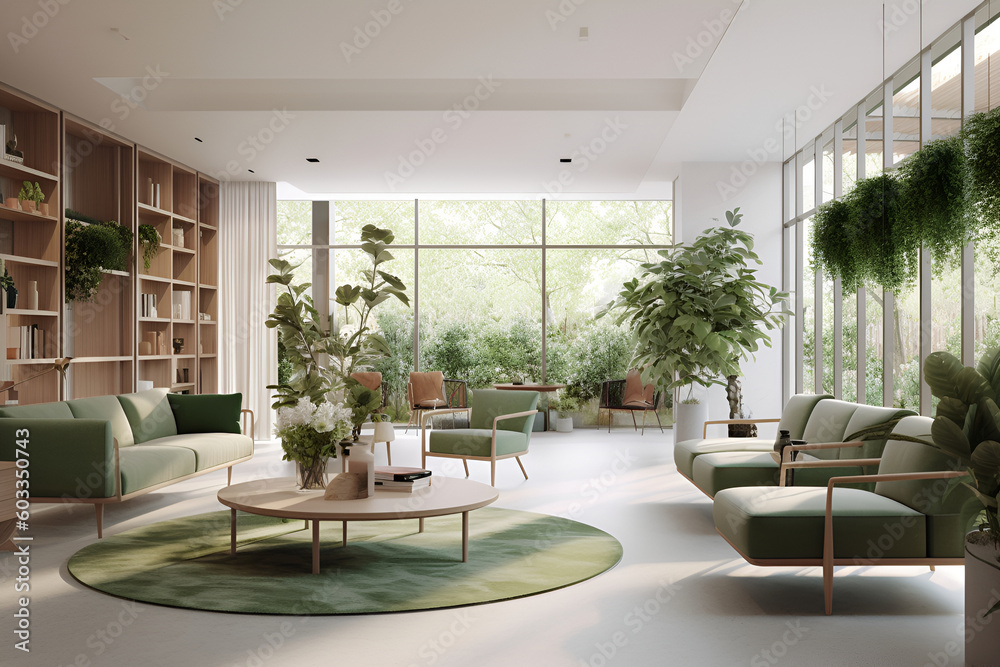 Retirement Home or Nursing Home Interior With Green Environment: AI ...