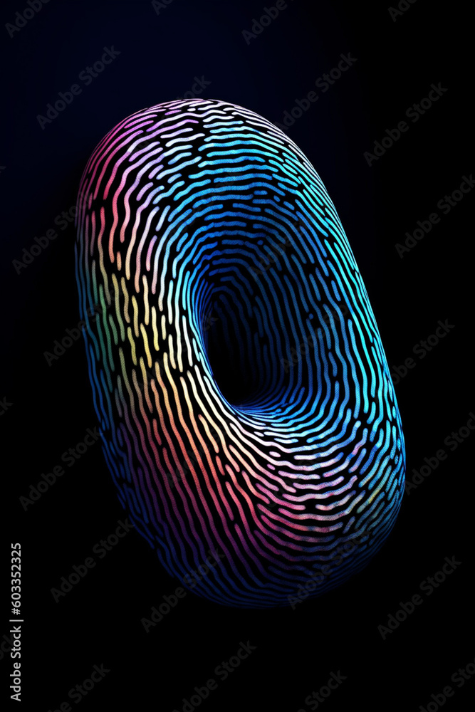 An abstract representation of a fingerprint formed with geometric ...