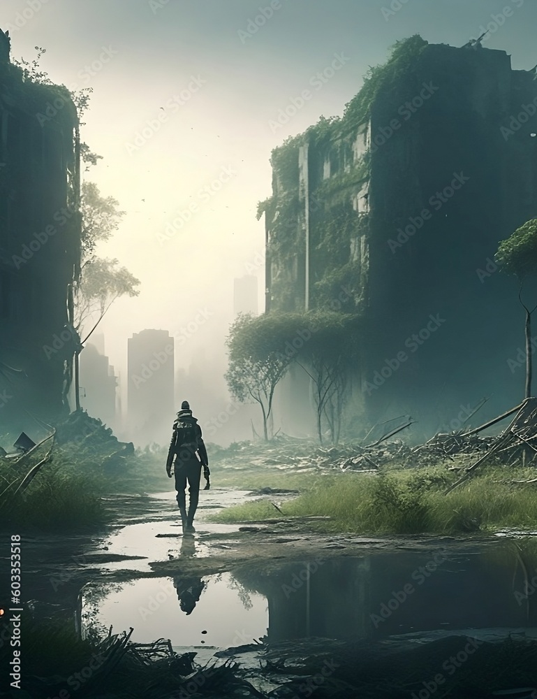 person waling in the city lost to urban apocalypses and the ...