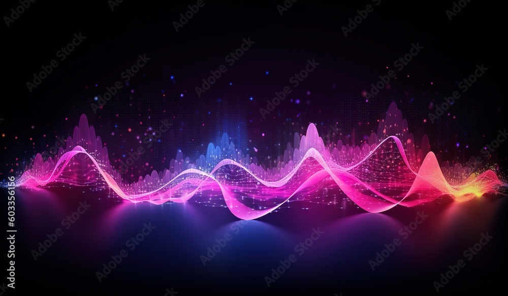 Sound waves oscillating with the glow of light, abstract technology ...
