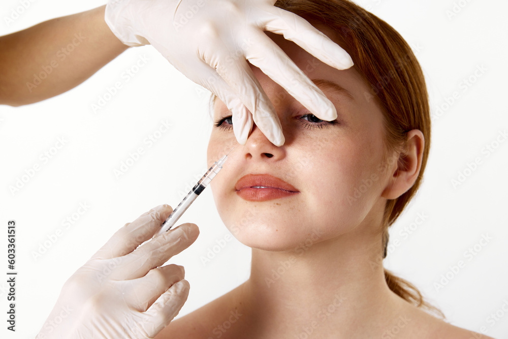 Portrait of pretty young girl visiting cosmetologist, making beauty ...