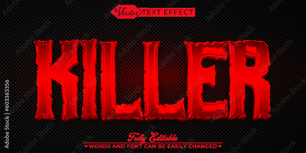 Cartoon Horror Blood Killer Vector Editable Text Effect Template Stock ...