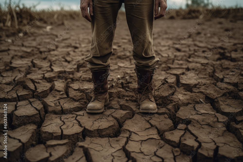 Generative AI illustration of unrecognizable person in boots standing ...