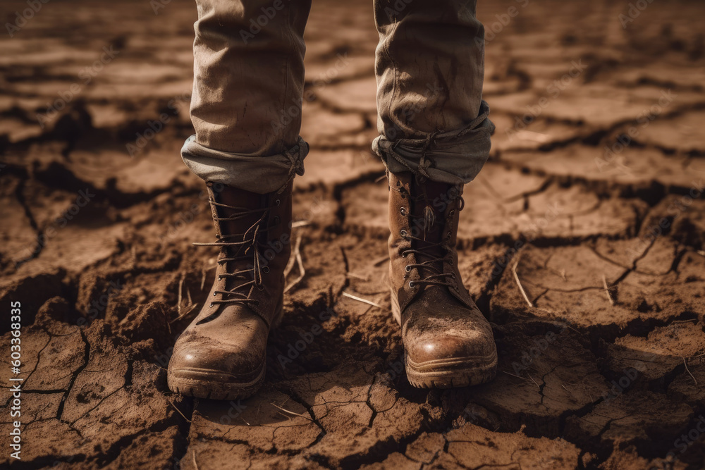 Generative AI illustration of unrecognizable person in boots standing ...