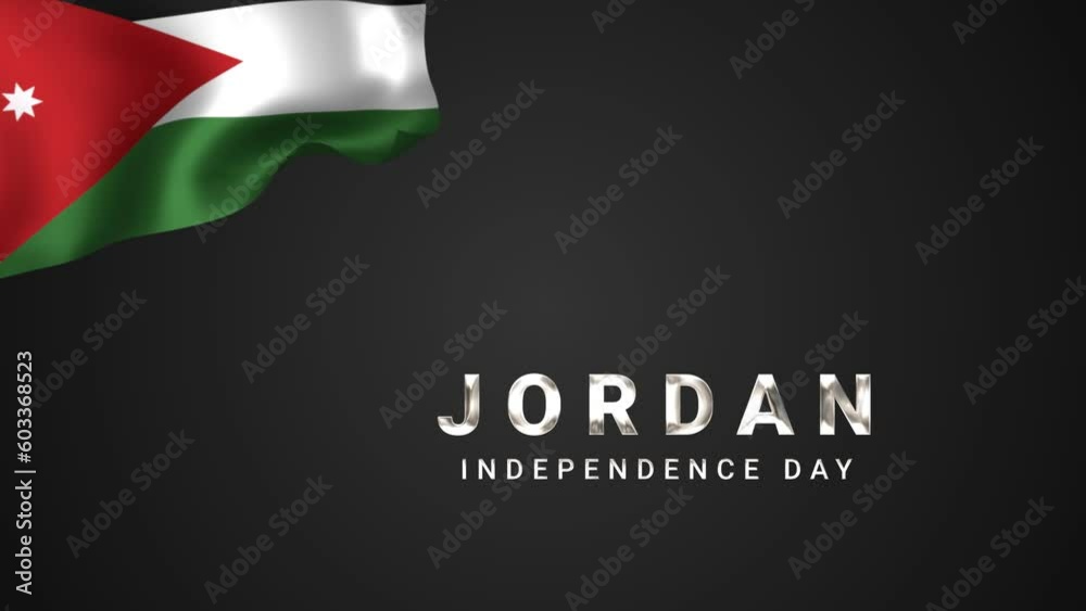 Happy Independence Day Jordan greeting animation. Jordanian national ...